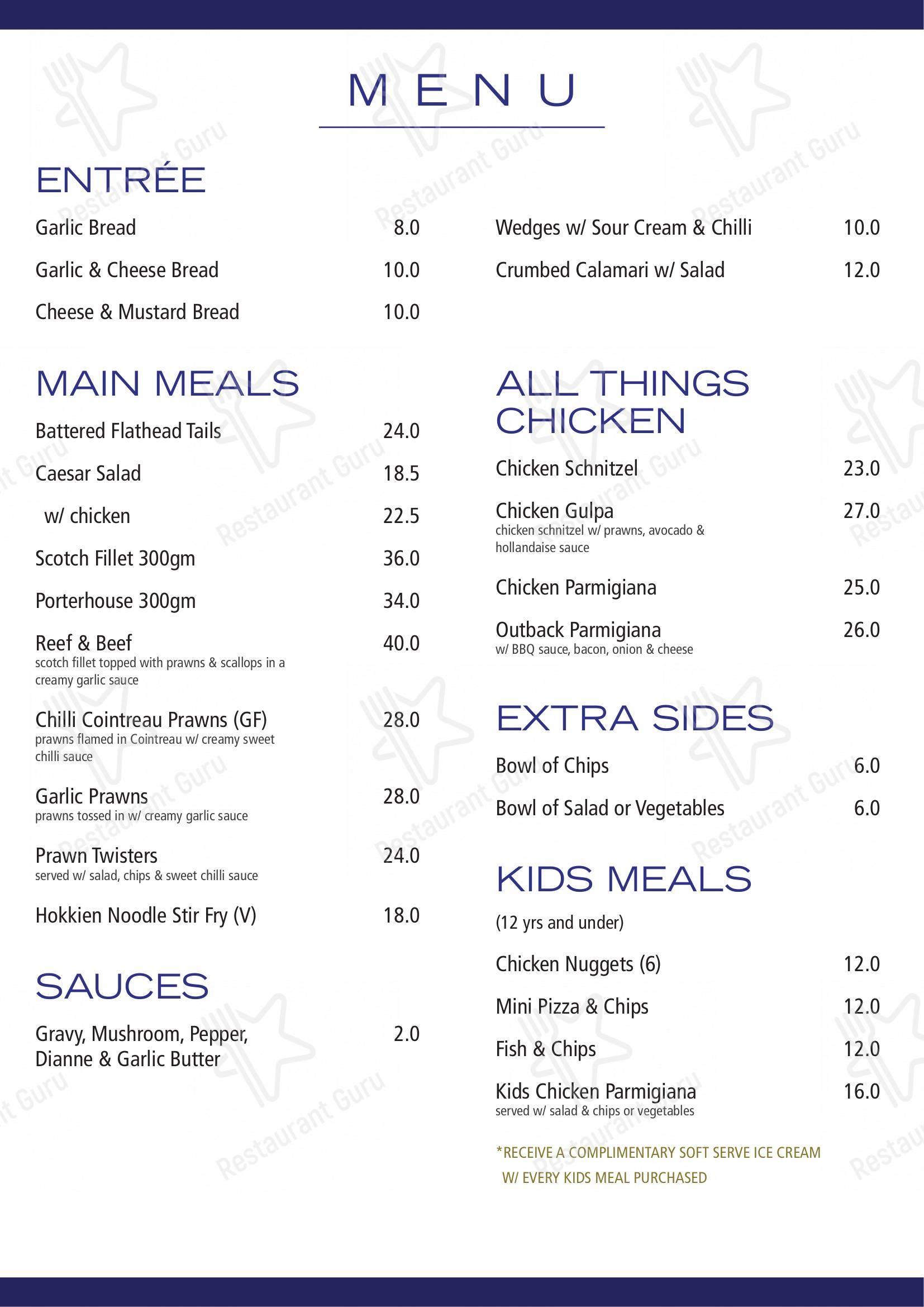Menu at Mathoura Bowling Club, Mathoura, Lot 1 9 Moama St