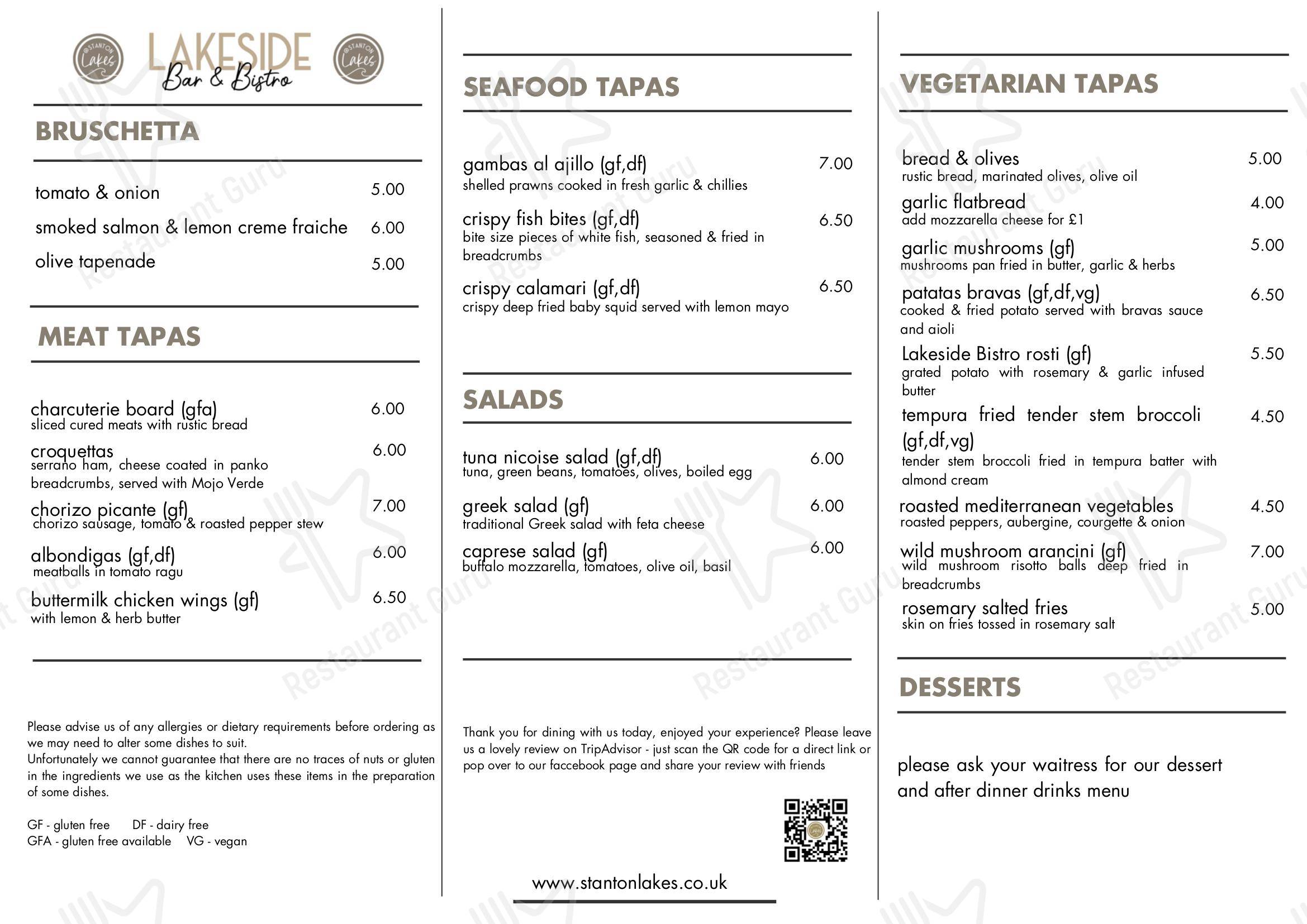 Menu at @Stanton Lakes restaurant, Stoney Stanton