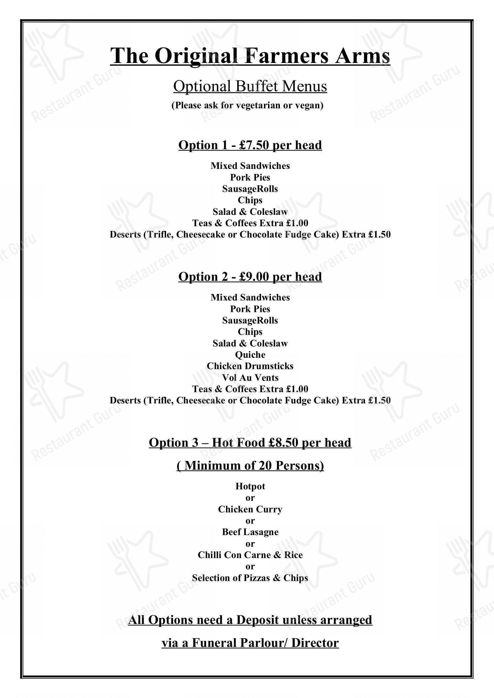 Menu at The Original Farmers Arms pub & bar, Charnock Richard