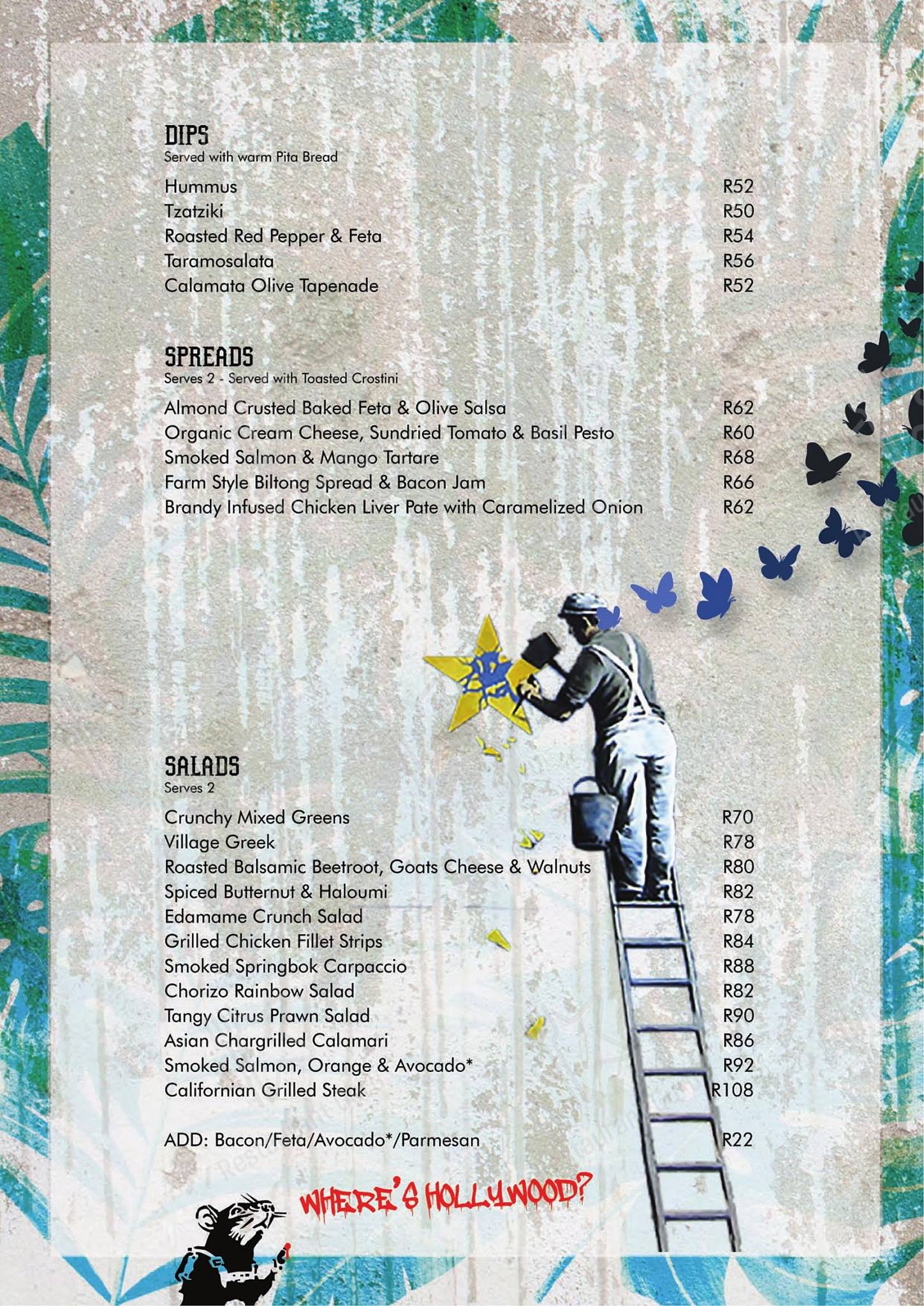 Menu at Culture Club, Pretoria