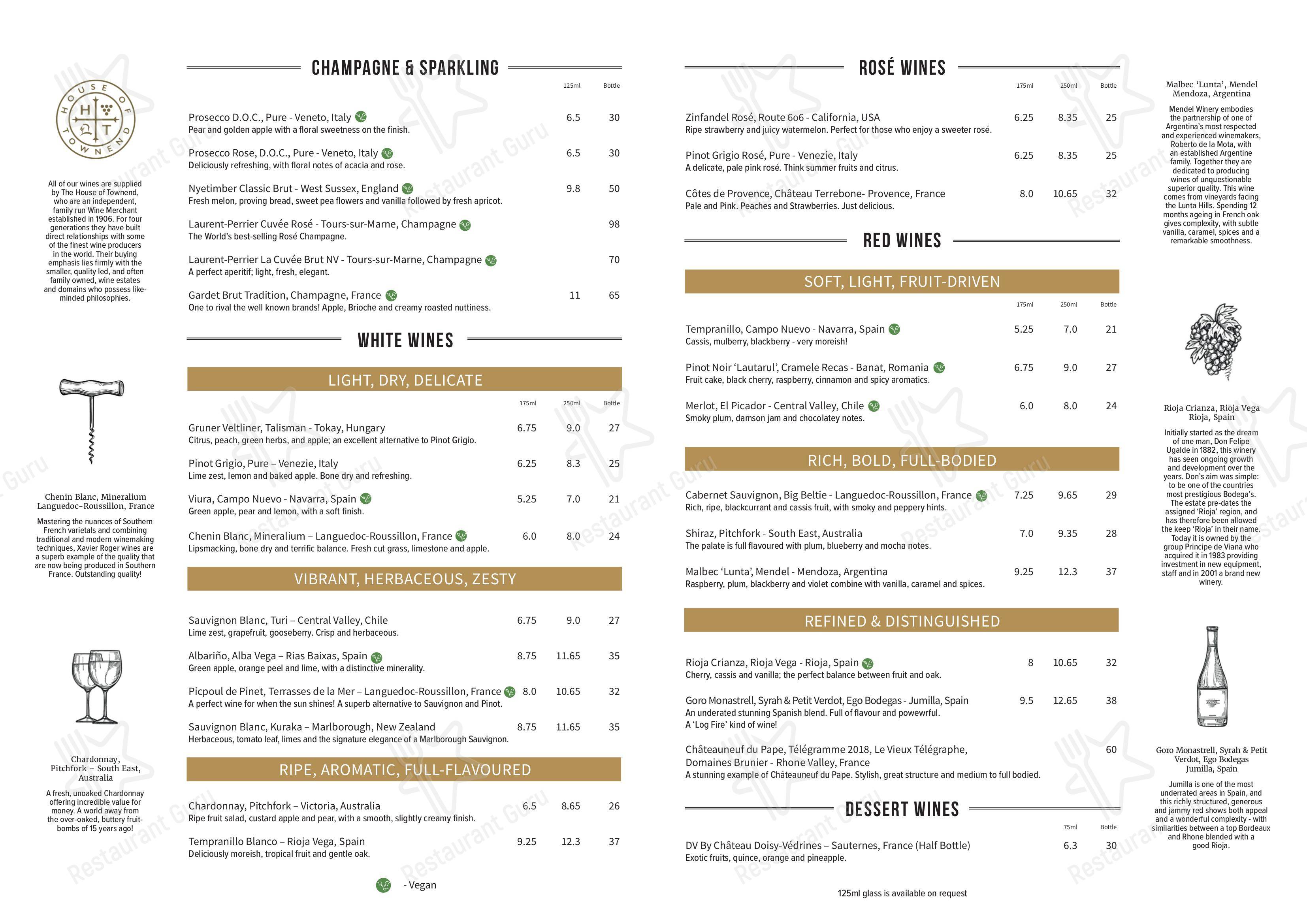 Menu at The Lambley restaurant, Nottingham