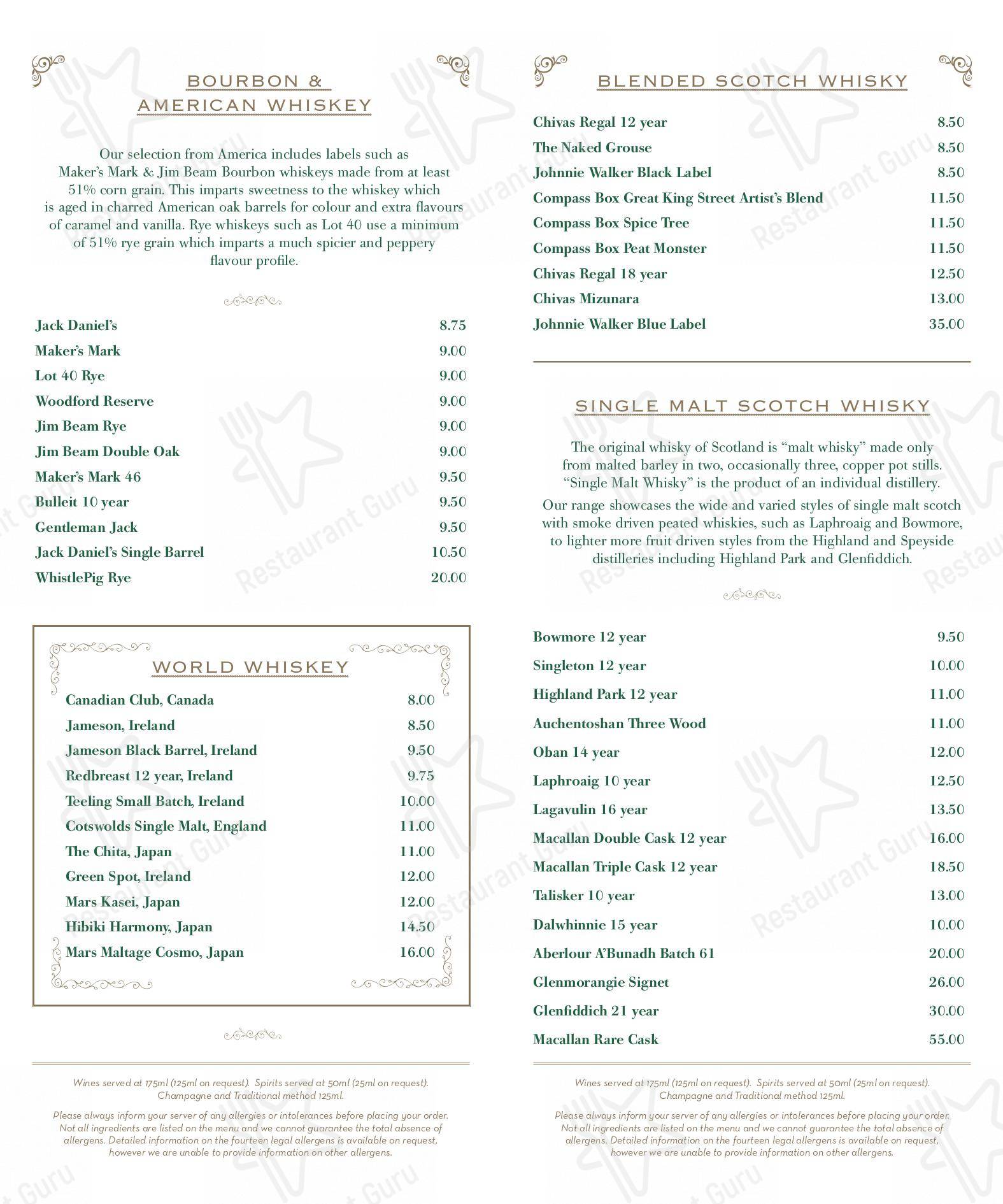 Menu at The Ivy Cambridge Brasserie restaurant, Cambridge