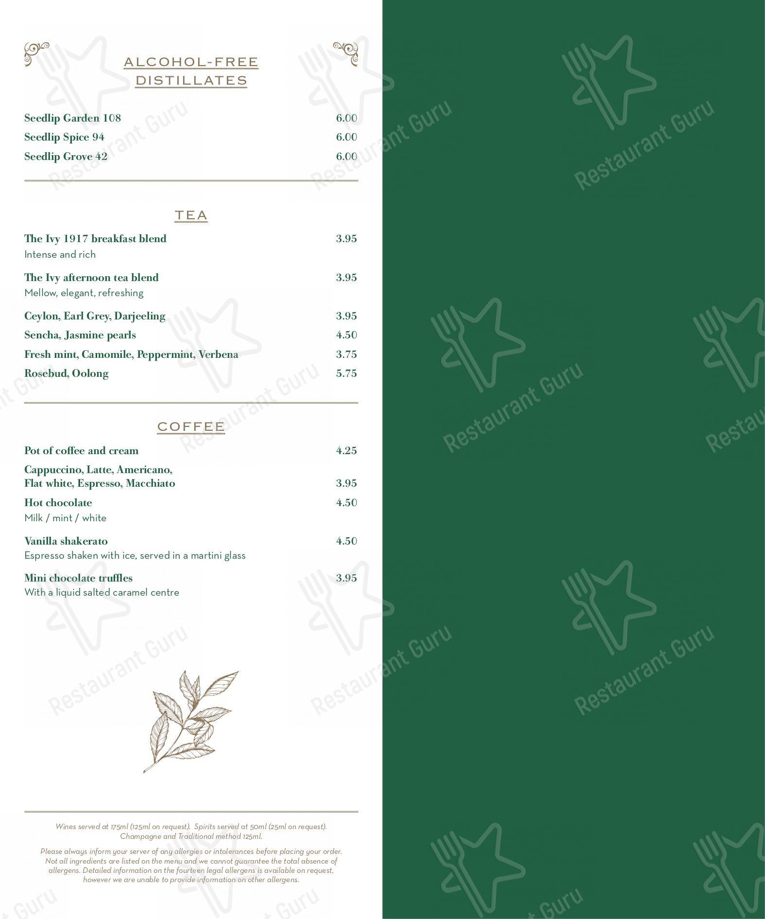 Menu at The Ivy Cambridge Brasserie restaurant, Cambridge
