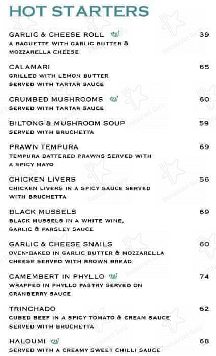 Menu at Baobab Cafe & Grill, Pretoria, Menlyn Shopping Centre