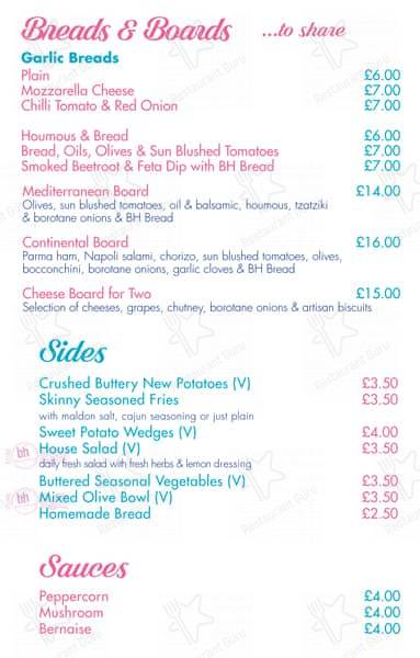 Menu at Beach House Bistro & Bar, Blackpool, Festival House The