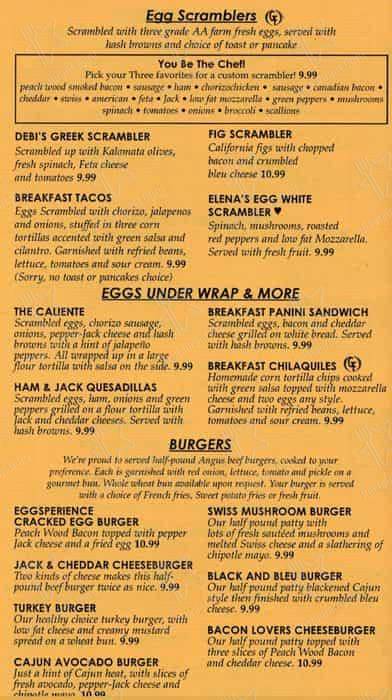 Menu at Eggsperience Breakfast & Lunch - Park Ridge cafe, Park Ridge ...