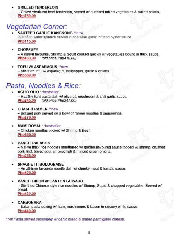 Menu at The Coffeeshop - Bayview Park Hotel Manila cafe, Manila