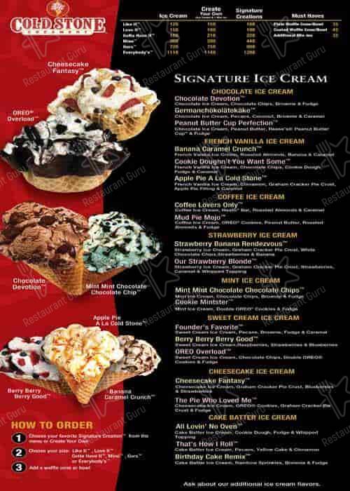 Menu at Cold Stone Creamery desserts, Cebu City, 4th Level Rooftop Garden