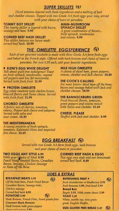 Menu at Eggsperience Breakfast & Lunch - Park Ridge cafe, Park Ridge ...