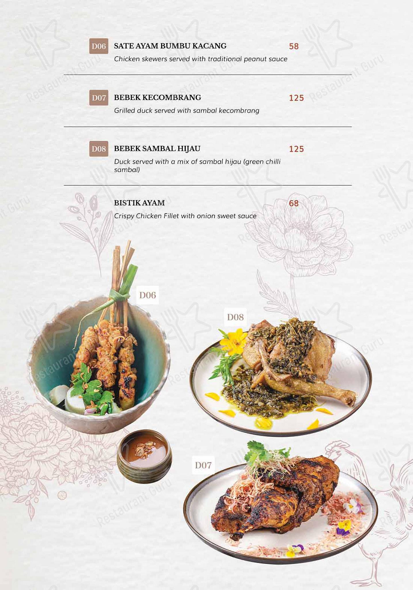 Menu at Senyata Senopati restaurant, South Jakarta