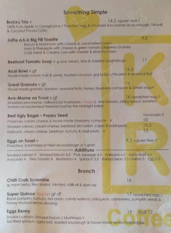 Menu at KARA CAFE, Auckland