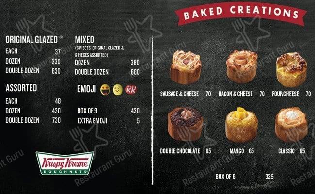 Menu at Krispy Kreme cafe, Mandaluyong, 30 Epifanio de los Santos Ave