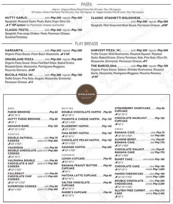 Menu at The Wholesome Table BGC restaurant, Taguig, Central Square