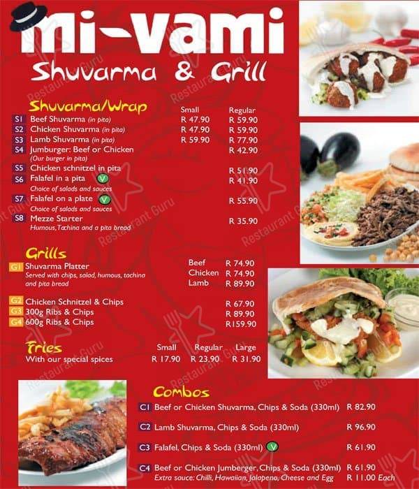 Menu at Mi-Vami restaurant, Krugersdorp, FC02