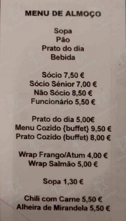 Menu at O Ginásio restaurant, Lisbon