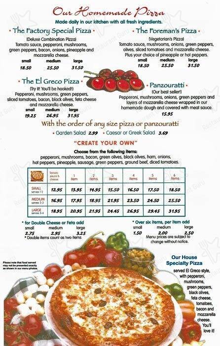 Menu at The Pizza Factory pizzeria, Peterborough