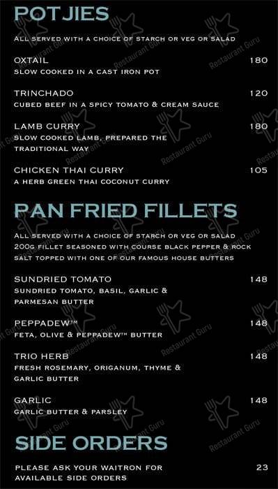 Menu at Baobab Cafe & Grill, Pretoria, Menlyn Shopping Centre