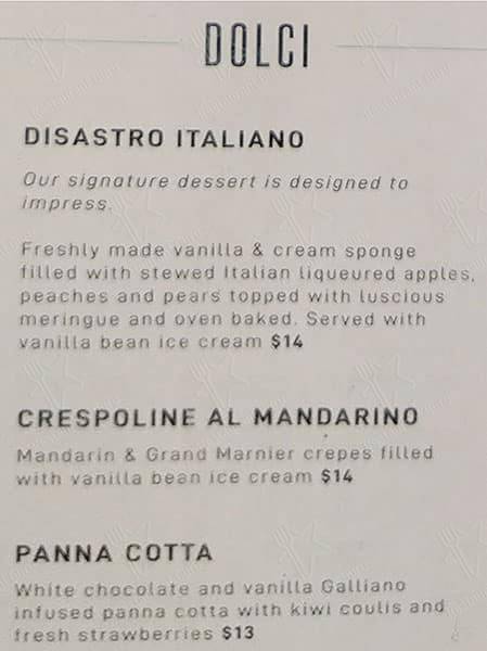 Menu at Botticelli Ristorante & Bar, Brighton