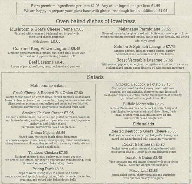 Menu at Croma Prestwich restaurant, Manchester, 30 Longfield Centre