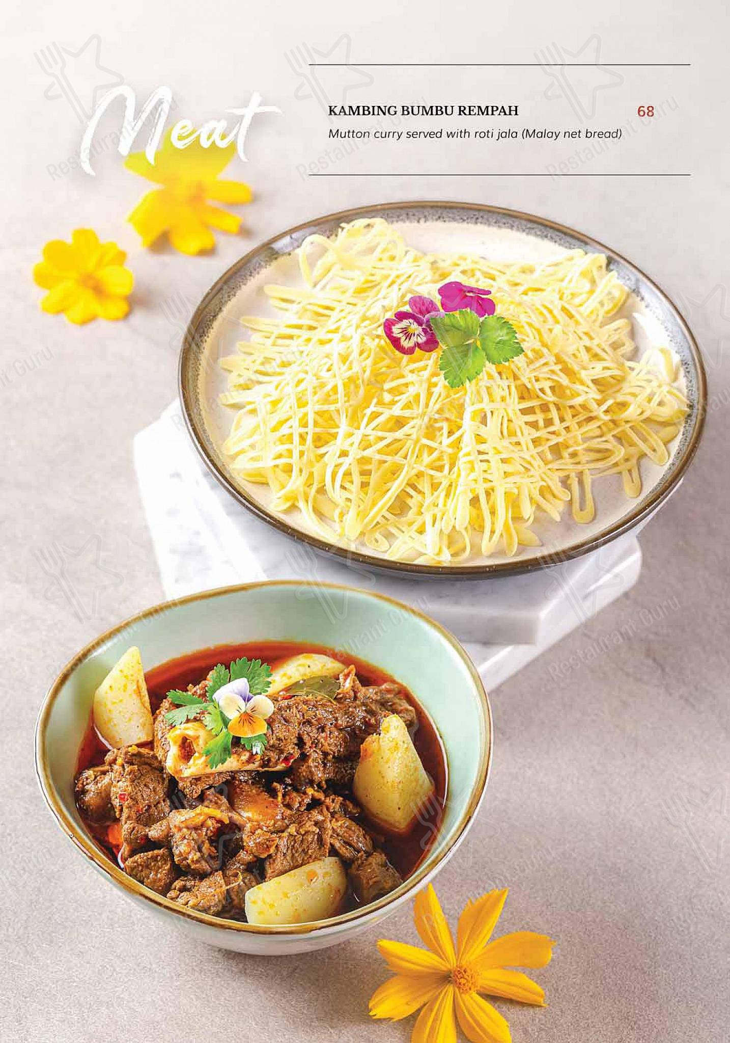 Menu at Senyata Senopati restaurant, South Jakarta