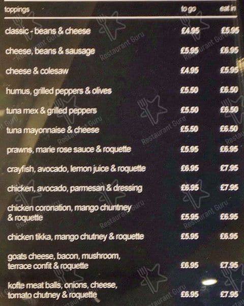 Menu at The Terrace Eatery cafe, Kingston upon Thames, 6A
