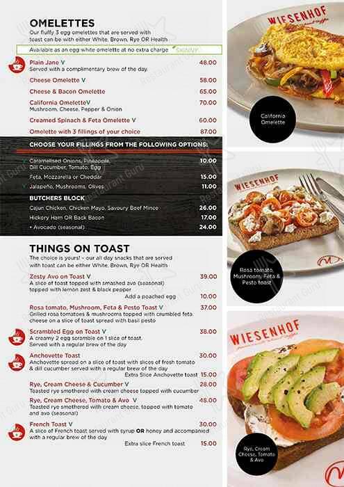 Menu at Wiesenhof cafe, Edenvale, Makro Edenglen