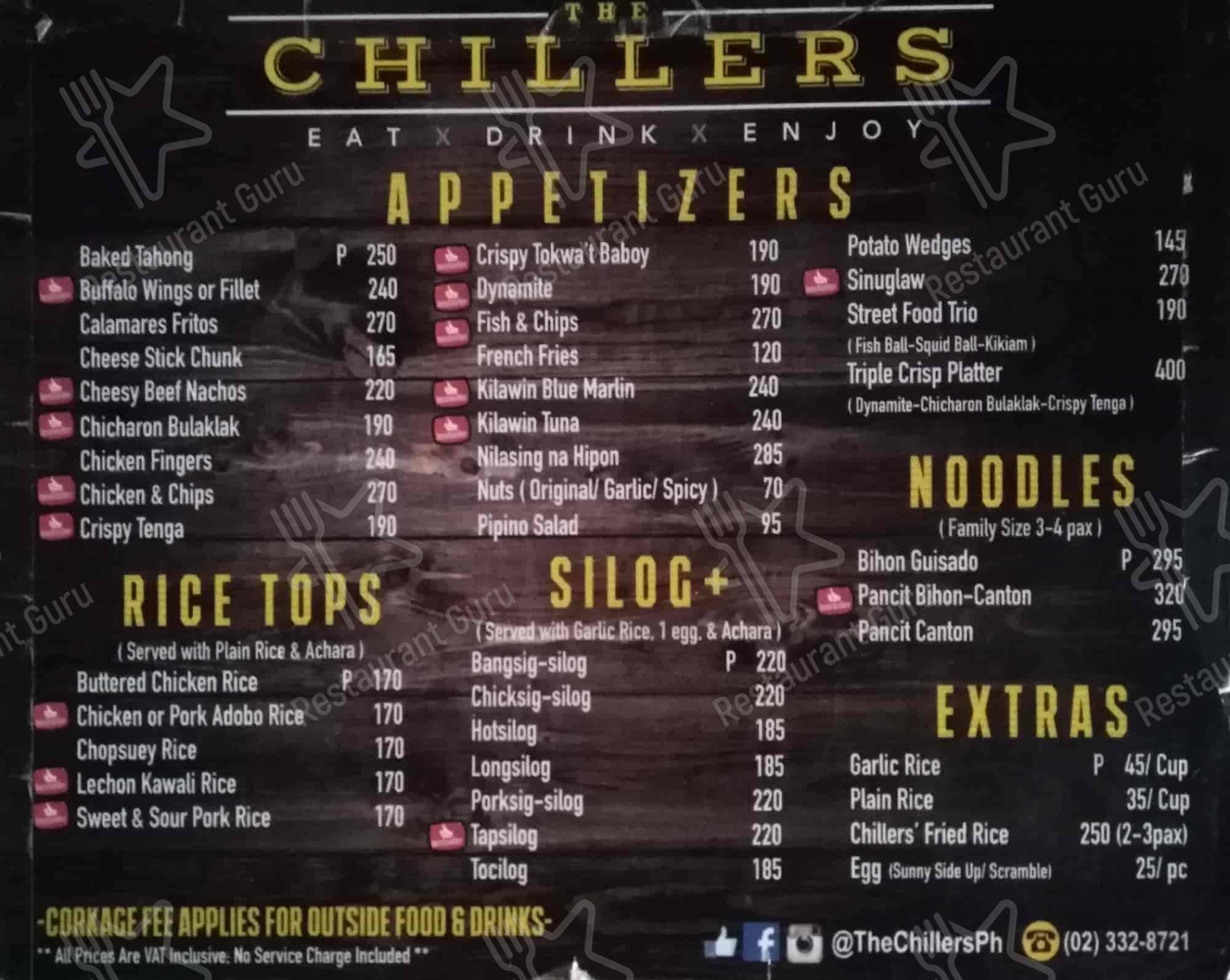 Menu at The Chillers pub & bar, Quezon City