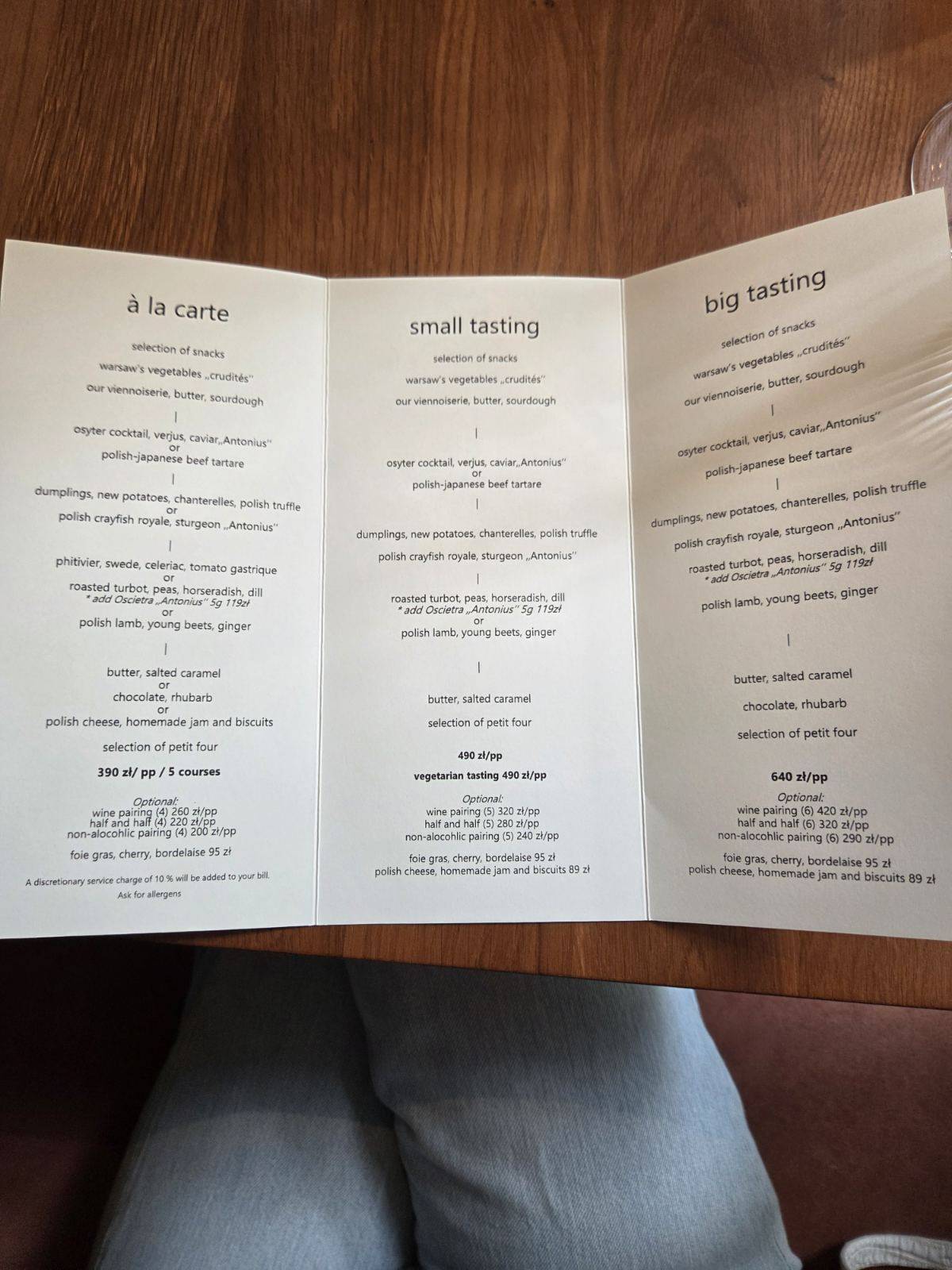 Menu at hub.praga restaurant, Warsaw