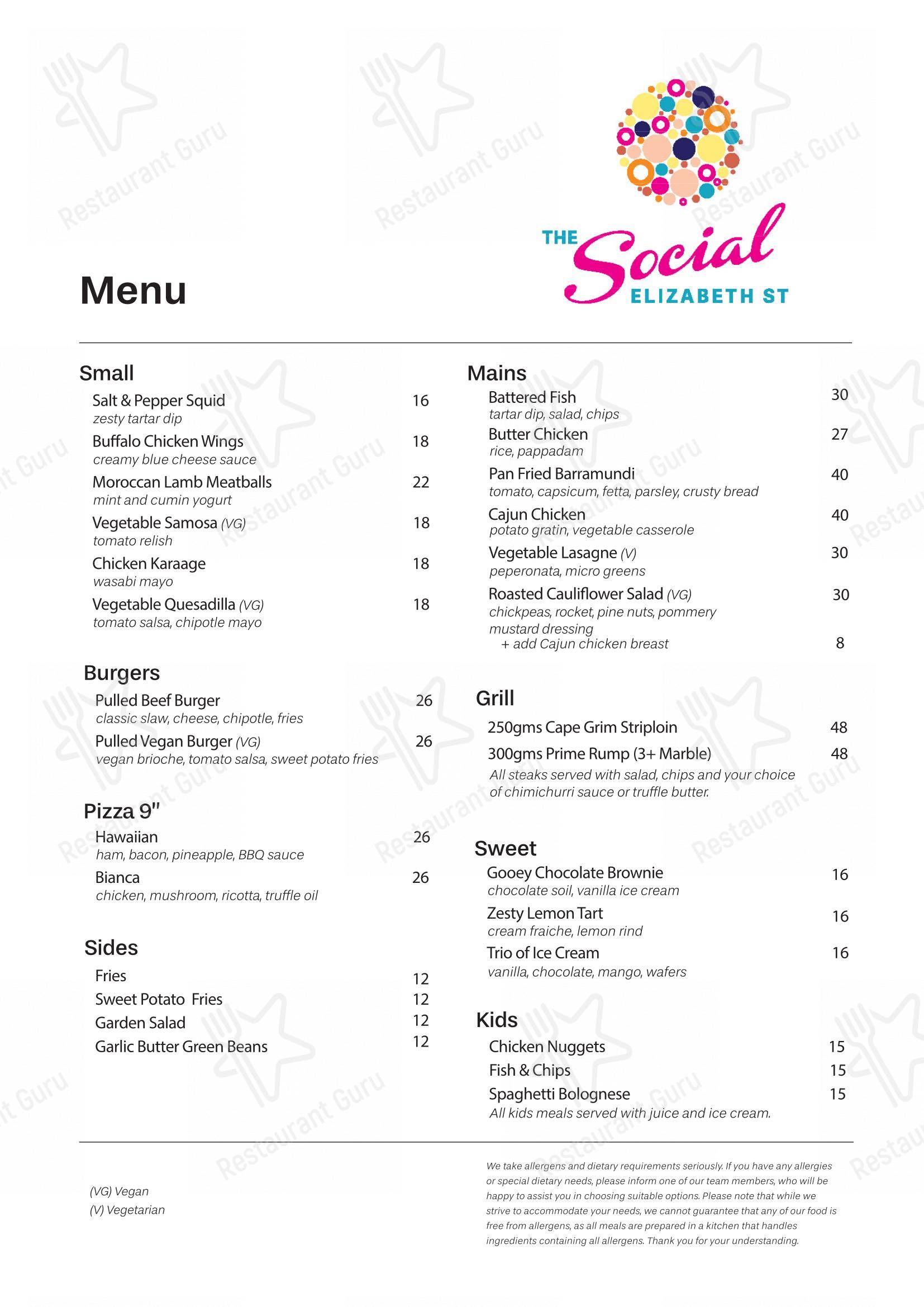 Carta del restaurante ibis Styles Brisbane Elizabeth Street, Brisbane
