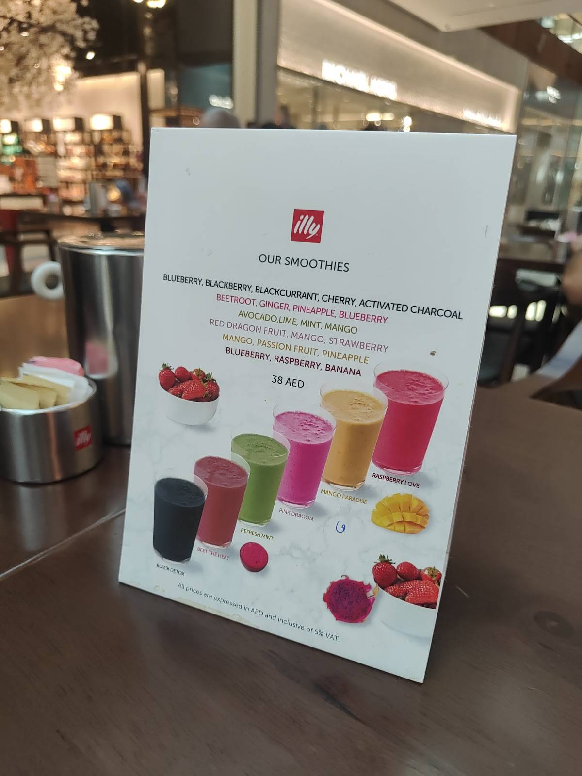 Menu at illy cafe Dubai mall, Dubai, HAPPINESS STREET