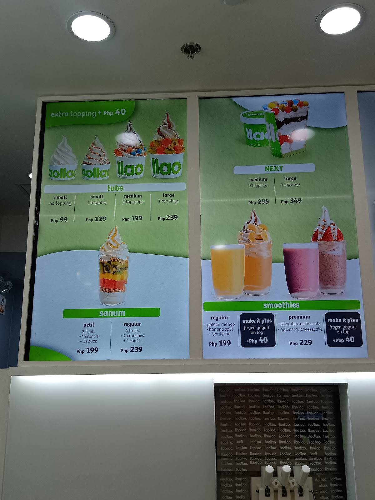 Menu at llaollao Ayala Center Cebu, Cebu City