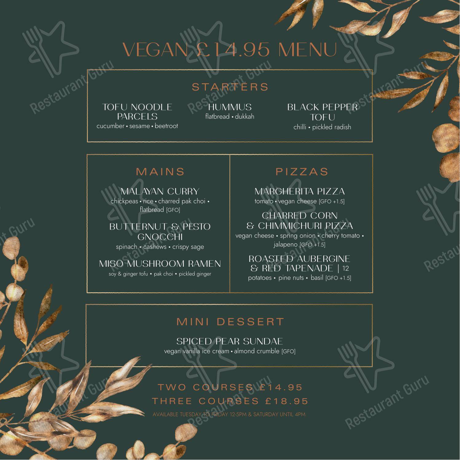 Menu at Albert's Standish restaurant, Wigan