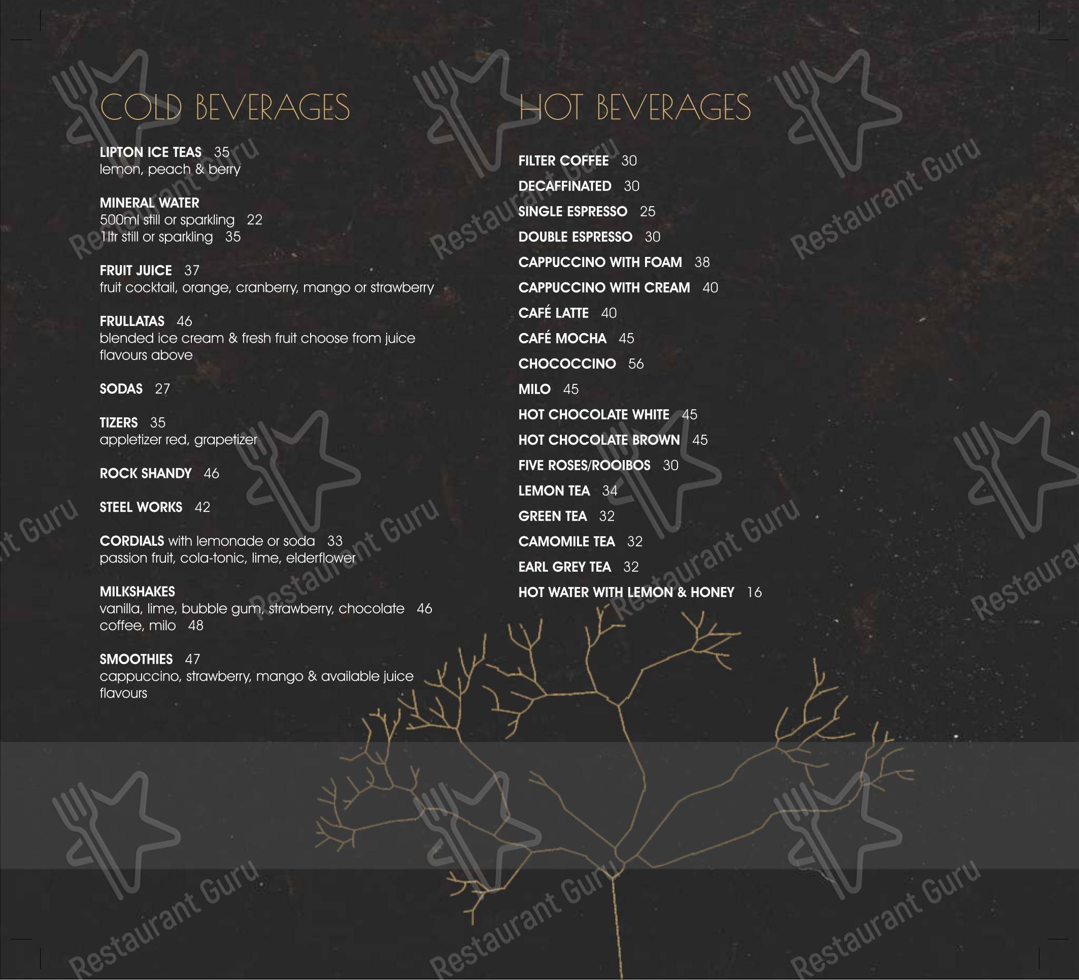 Menu at Baobab Cafe & Grill, Pretoria, Menlyn Shopping Centre