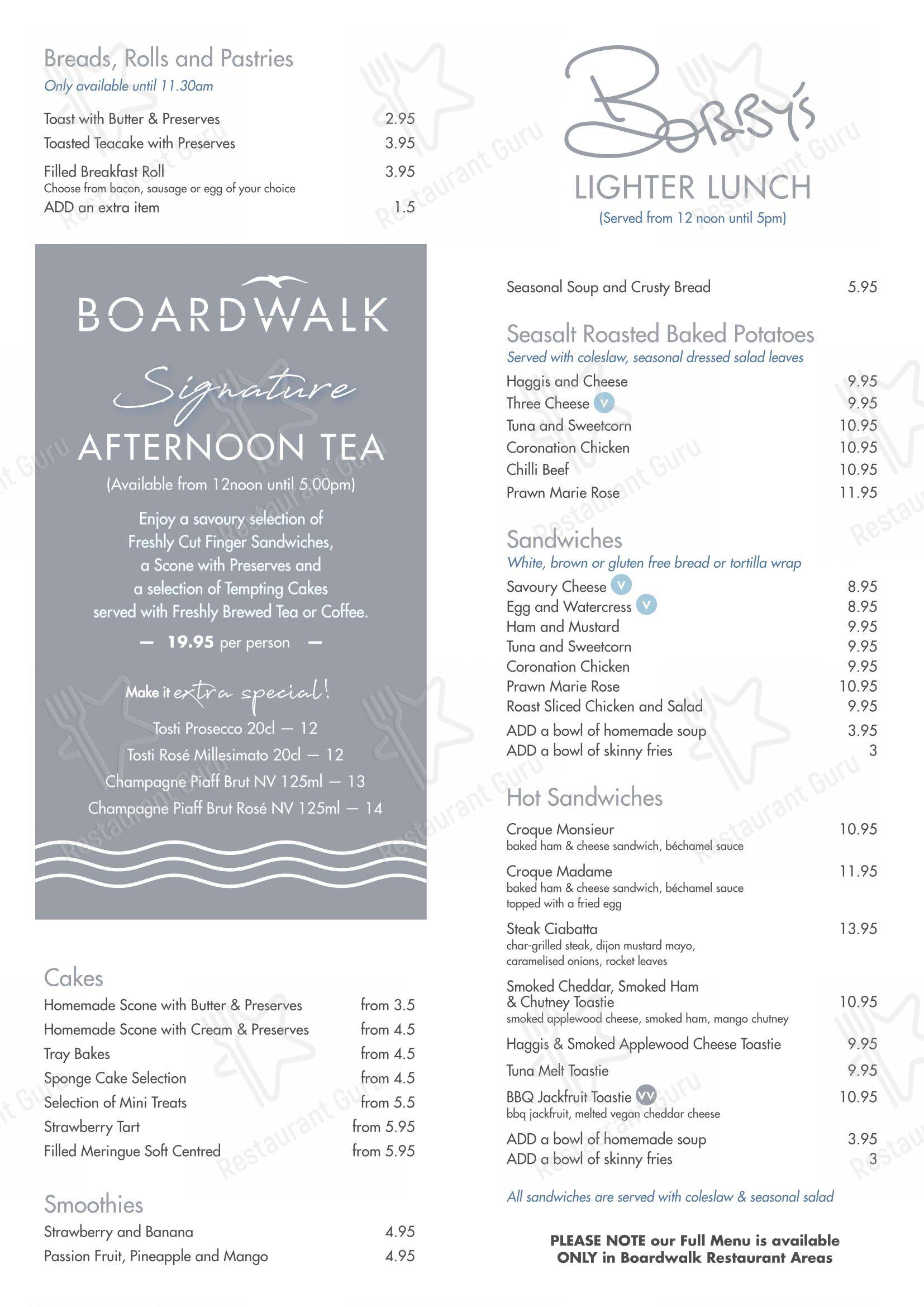 Menu at Sea-Salt restaurant, Falkirk