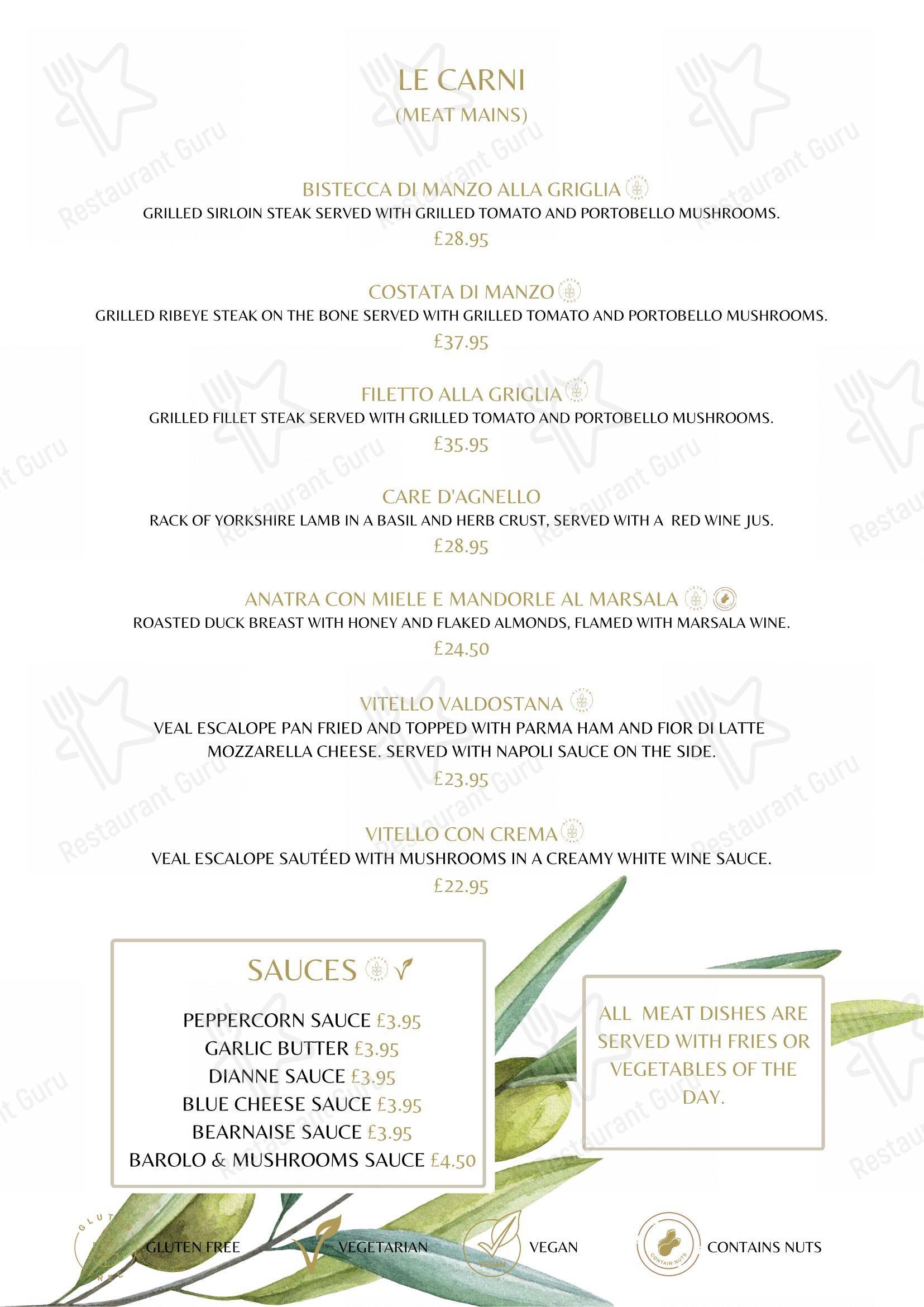Menu at Capri @ The Vine restaurant, Wakefield