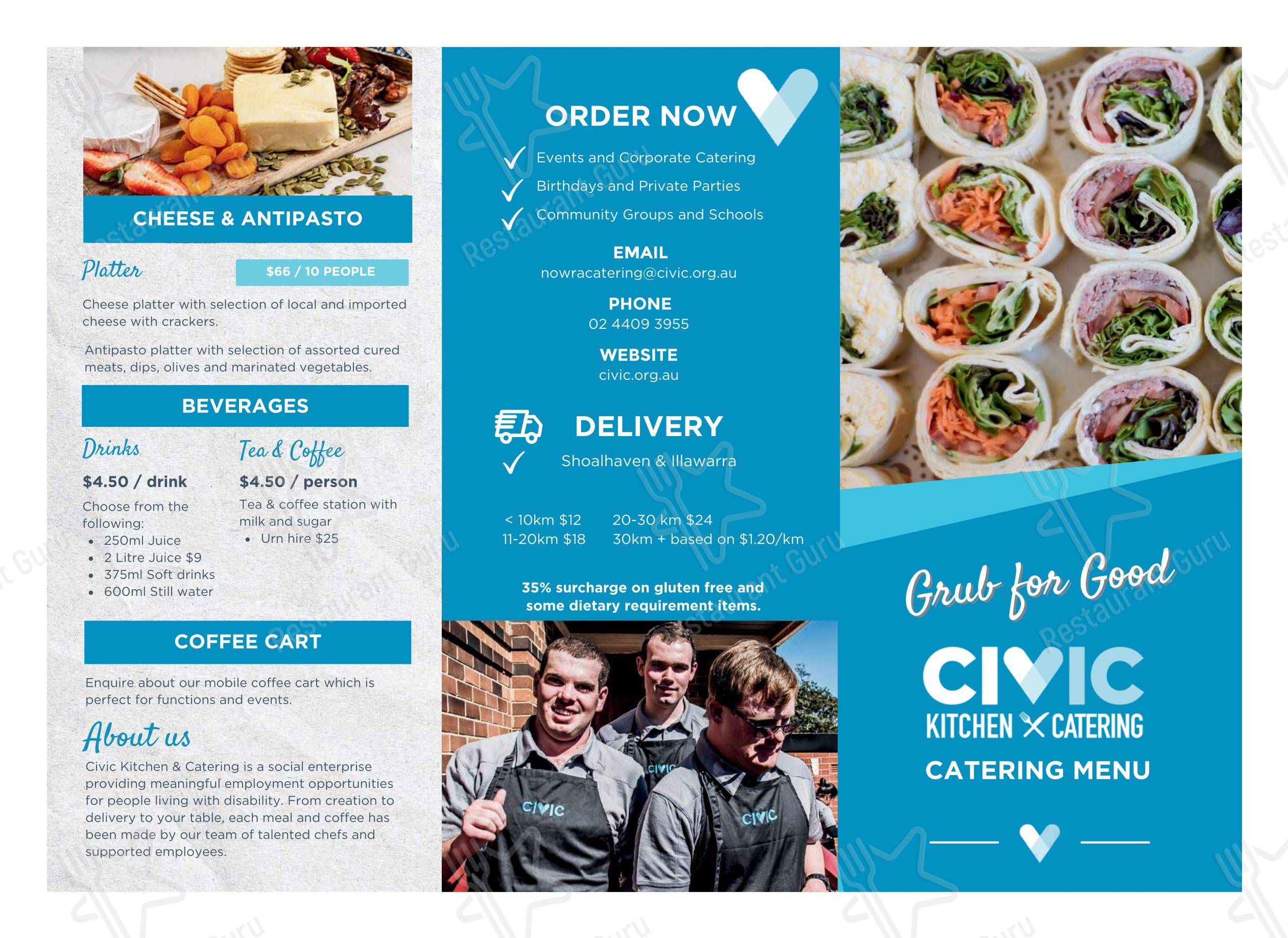 Menu at Civic Kitchen & Catering North Nowra cafe, North Nowra