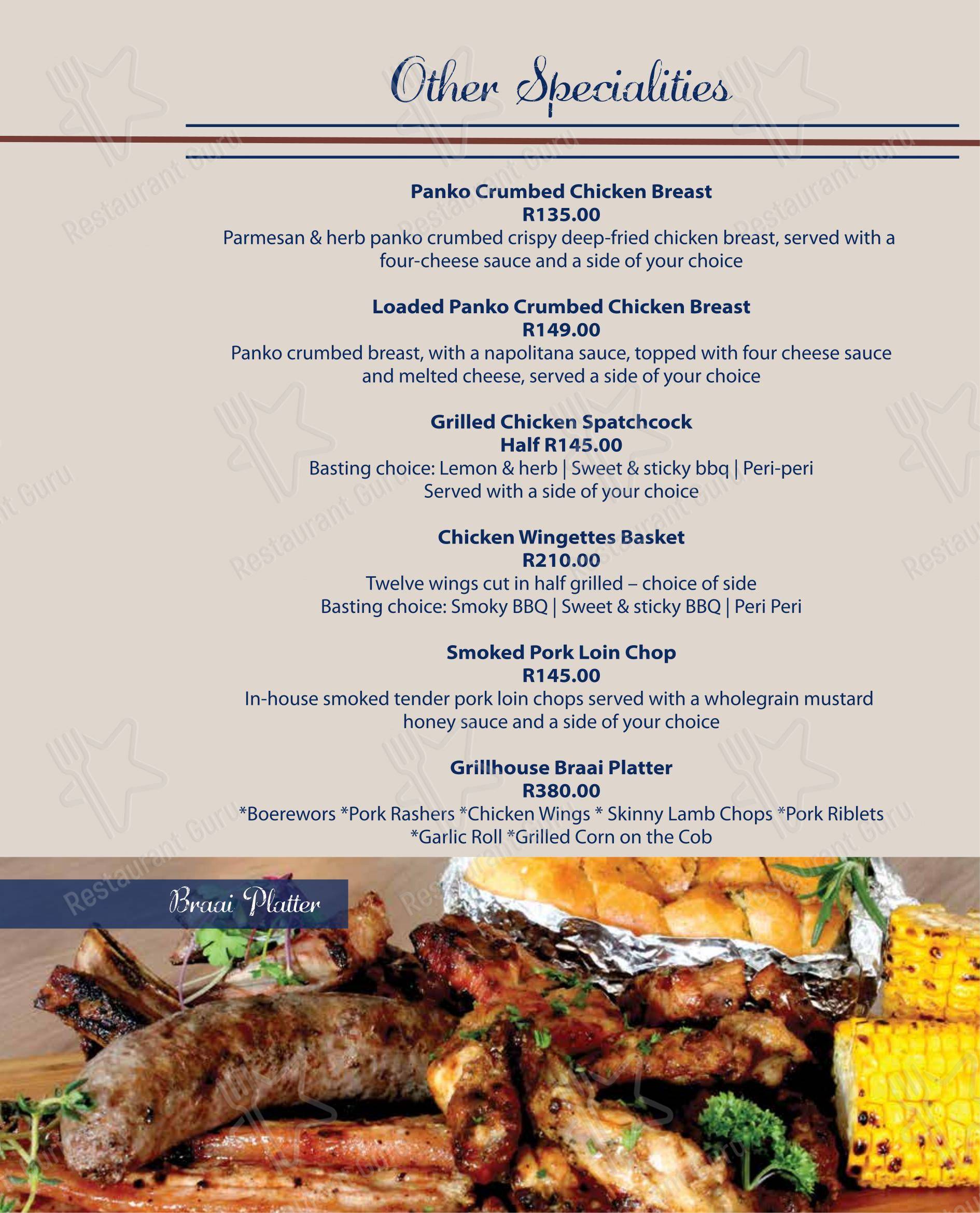 Menu at Farm 'n Sea Grillhouse restaurant, Vanderbijlpark