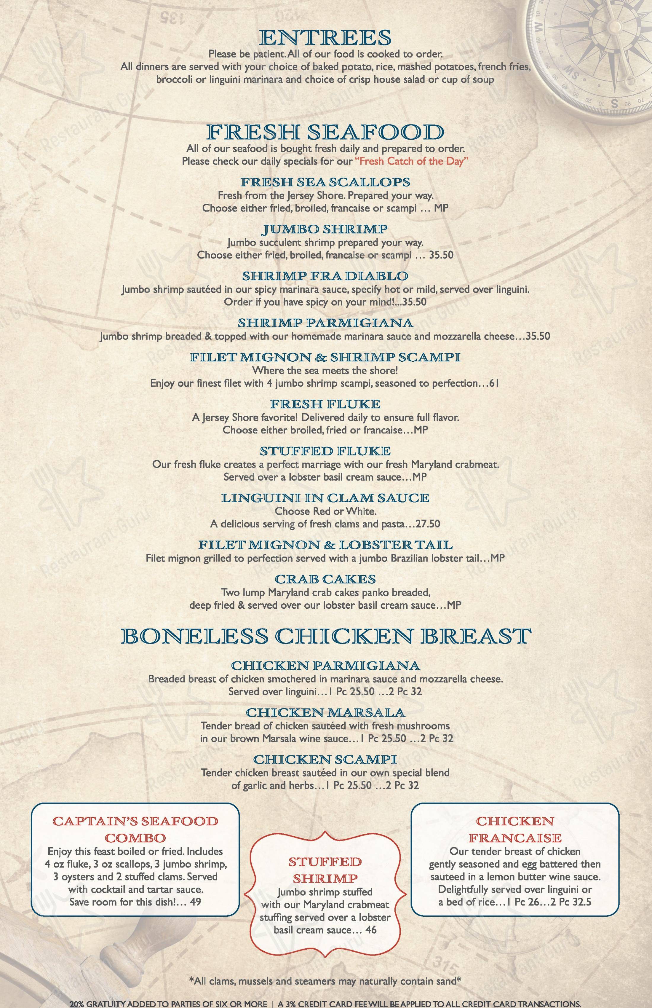 Menu at Four Winds Restaurant, Manasquan