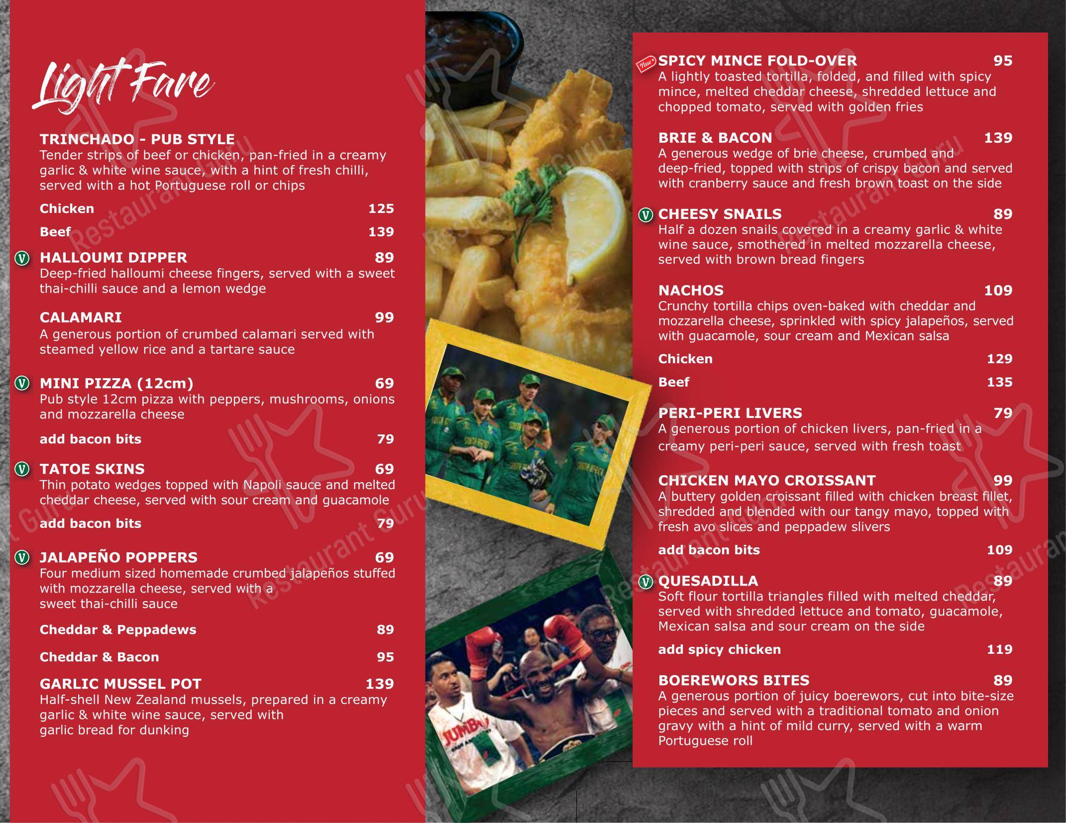 Menu at Green & Gold restaurant, Roodepoort