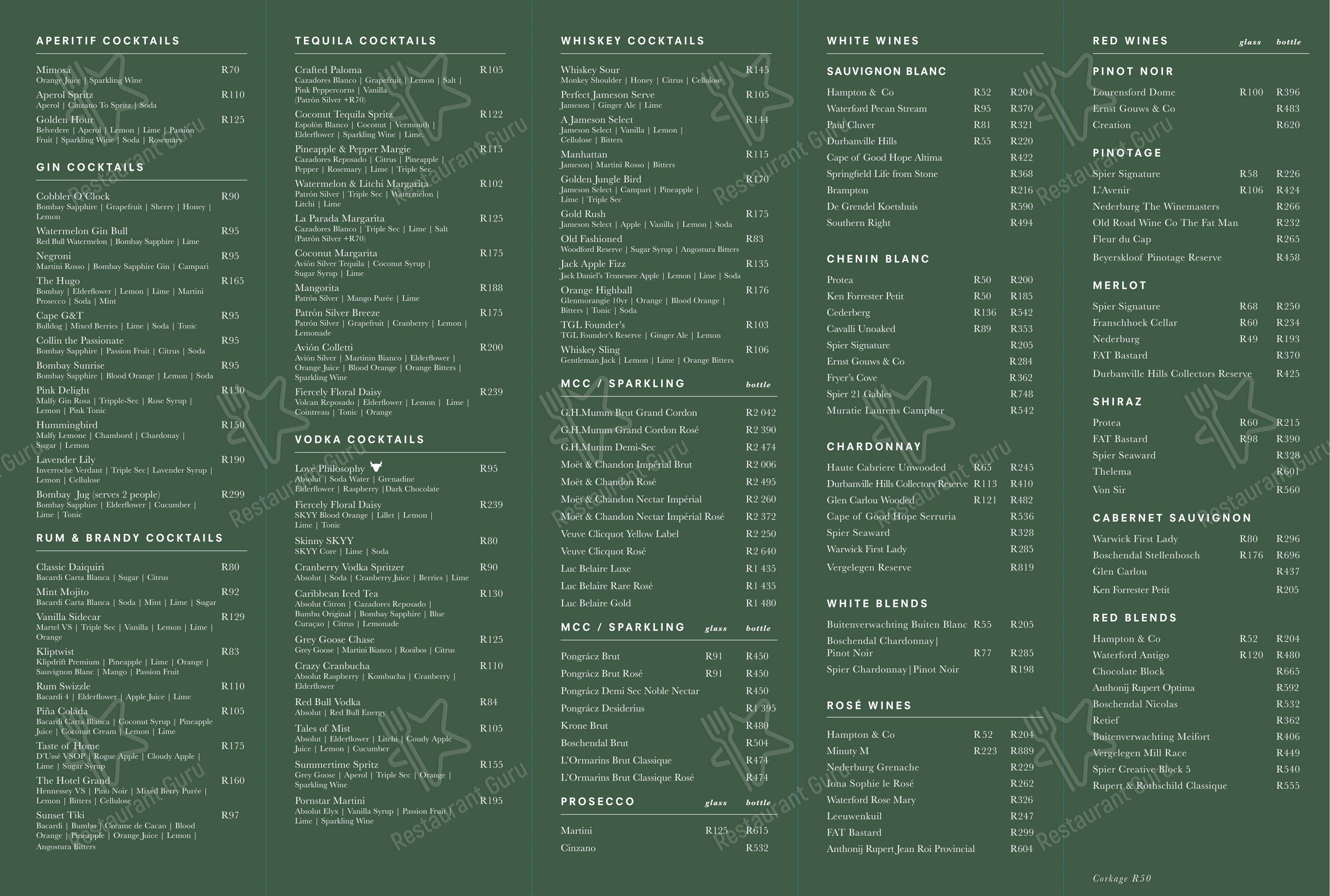 Menu at La Parada Emperors Palace restaurant, Kempton Park