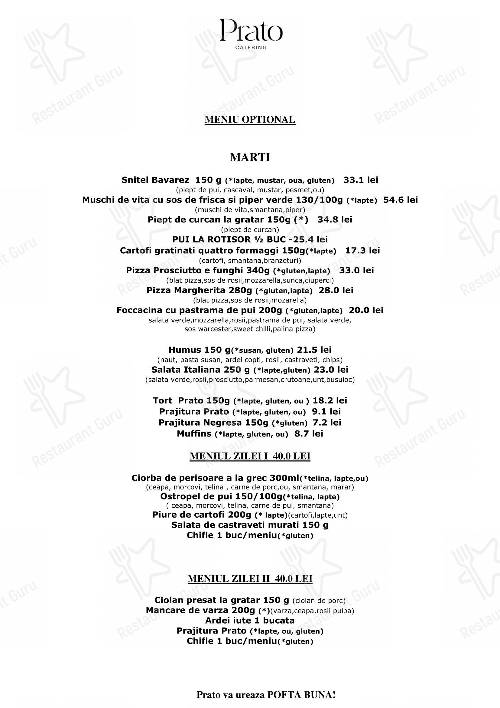 Menu at Prato Catering, Brașov, Strada Ionescu Crum 1