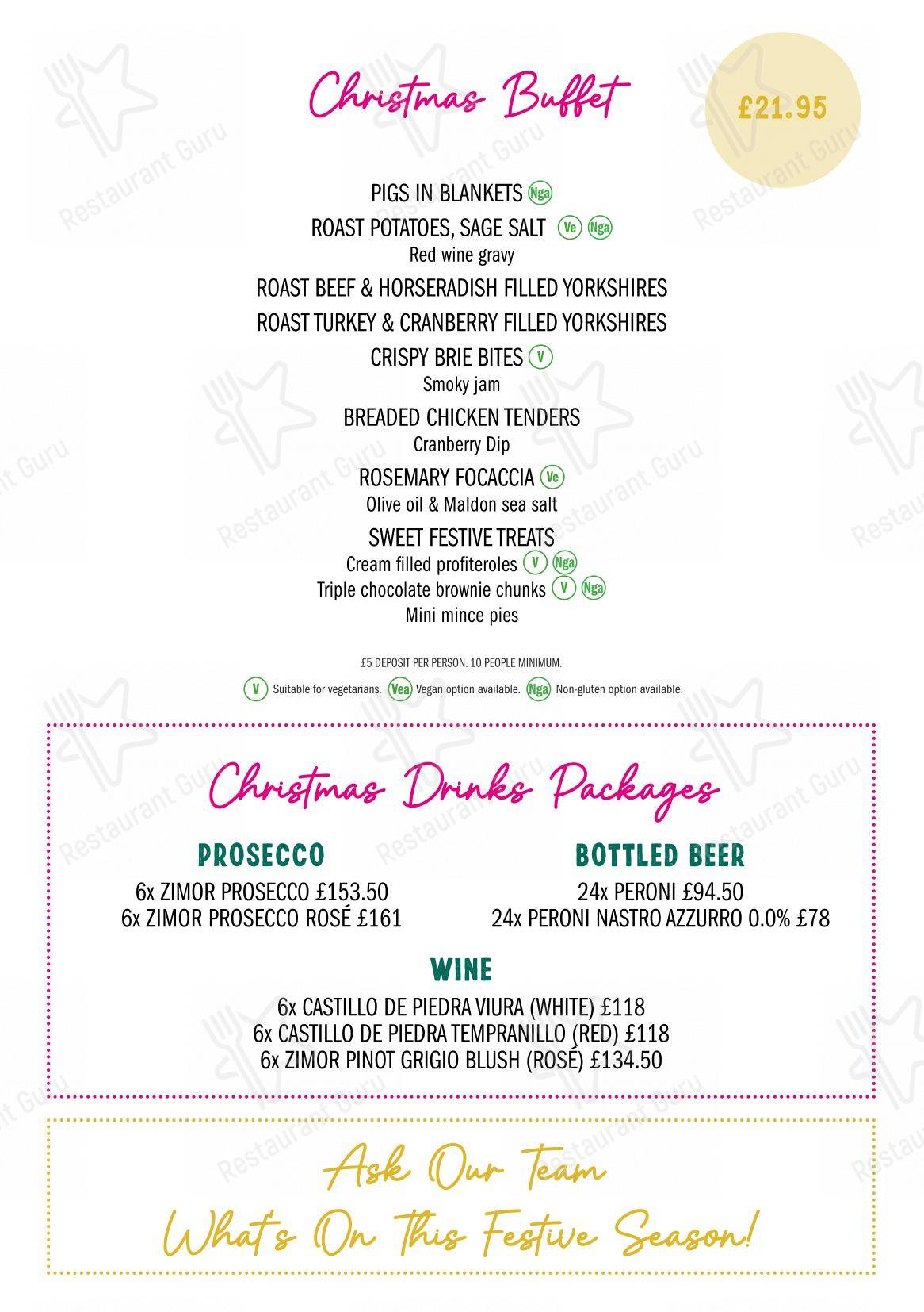 Menu at Prince George pub & bar, Milton Keynes