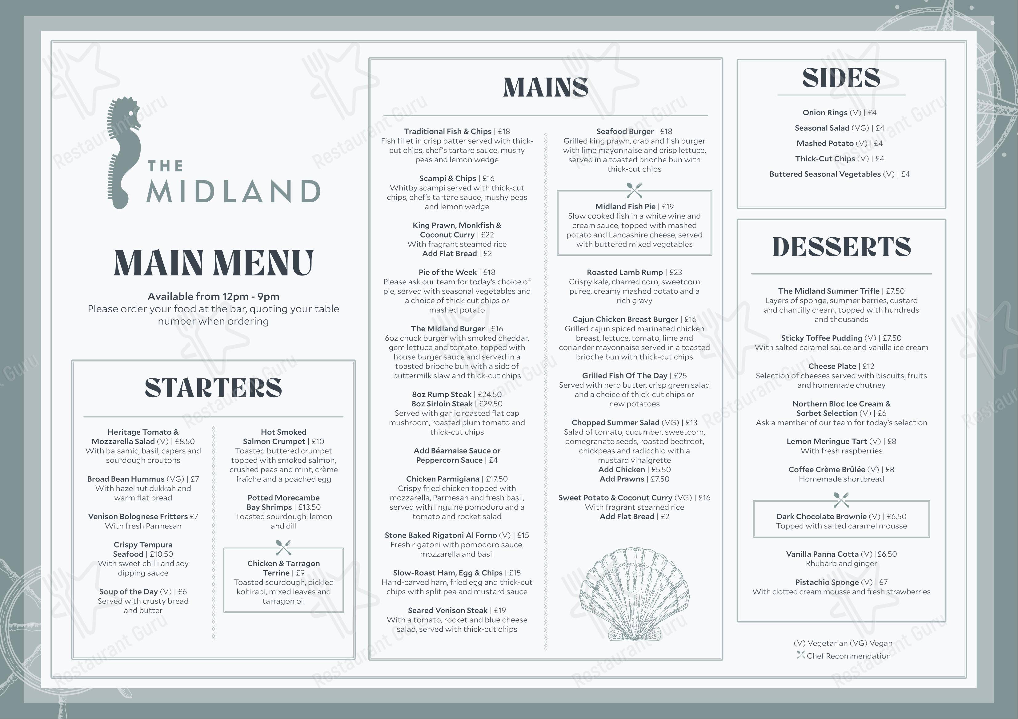 Menu at The Midland pub & bar, Morecambe