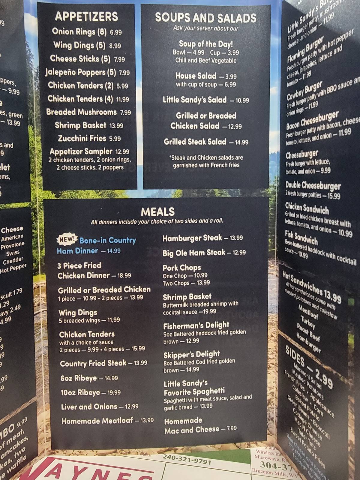 Menu at The Ridge restaurant, USA, National Pike
