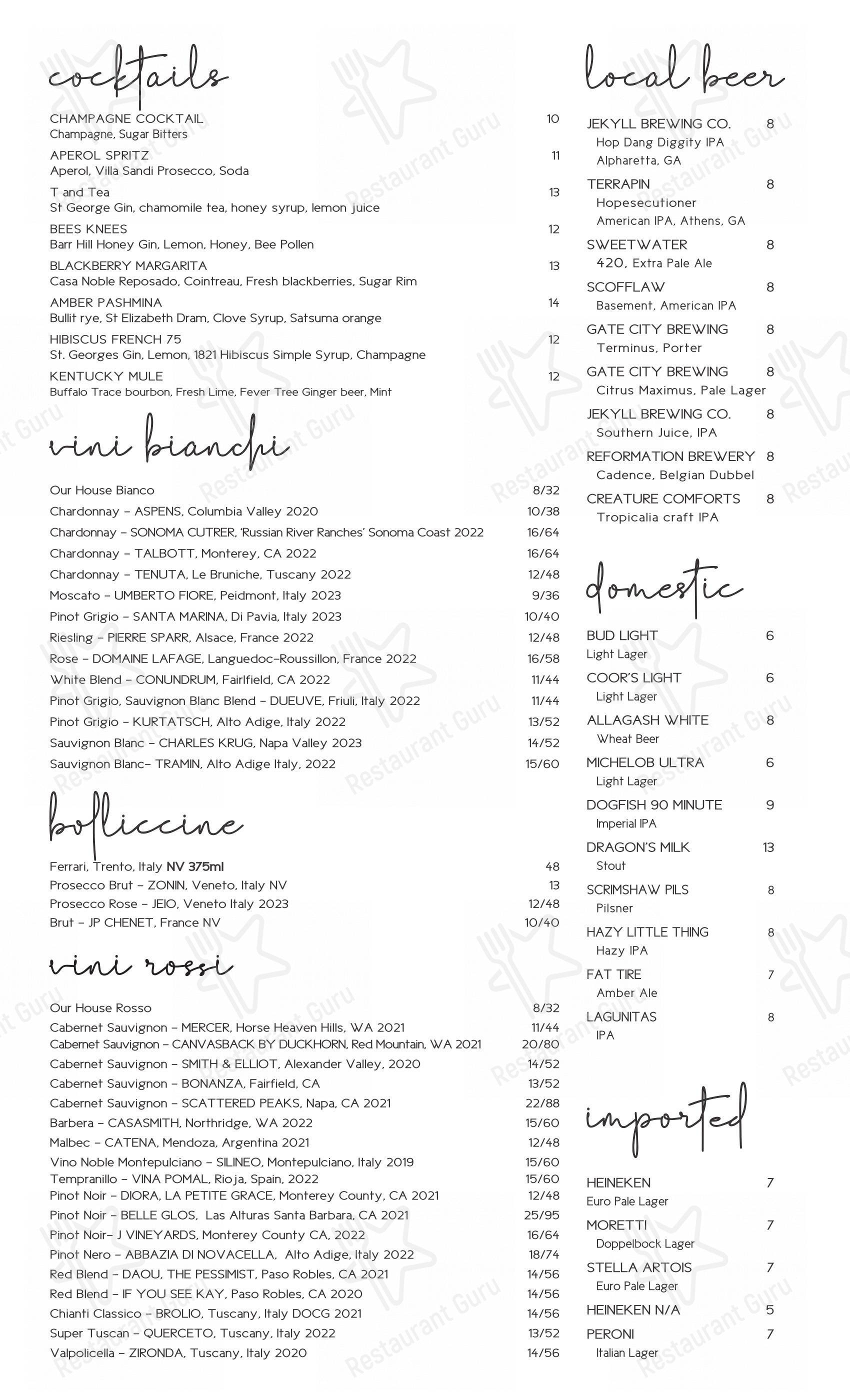 Menu at Vinny's on Windward restaurant, Alpharetta