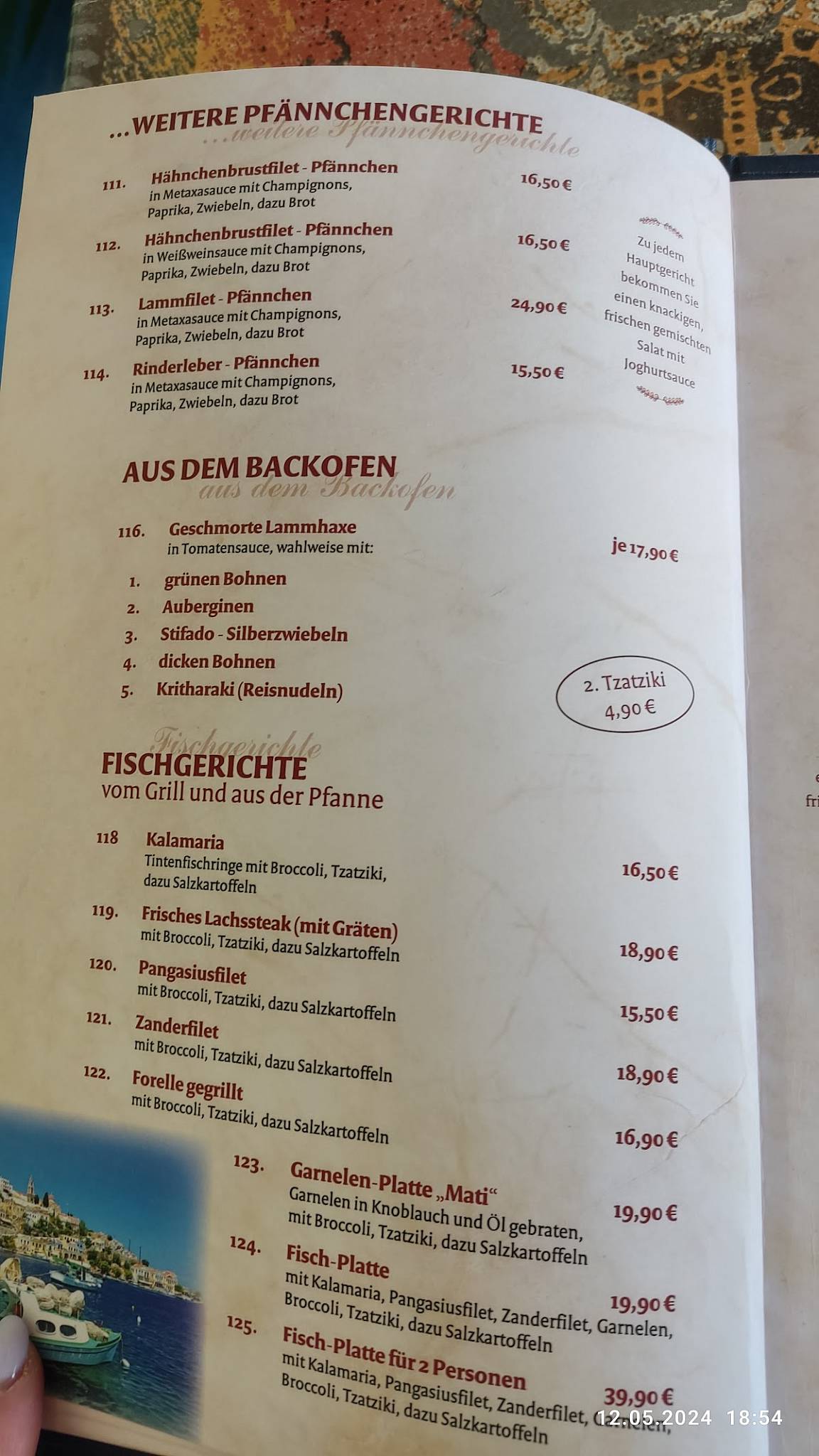 Speisekarte von Mati Palas´ restaurant, Werder (Havel)