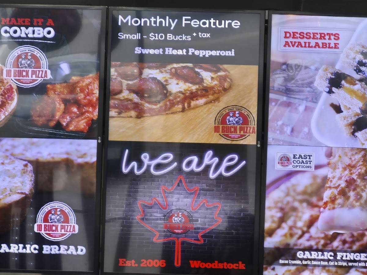 Menu at 10 Buck Pizza Woodstock pizzeria, Woodstock, 974 Dundas St