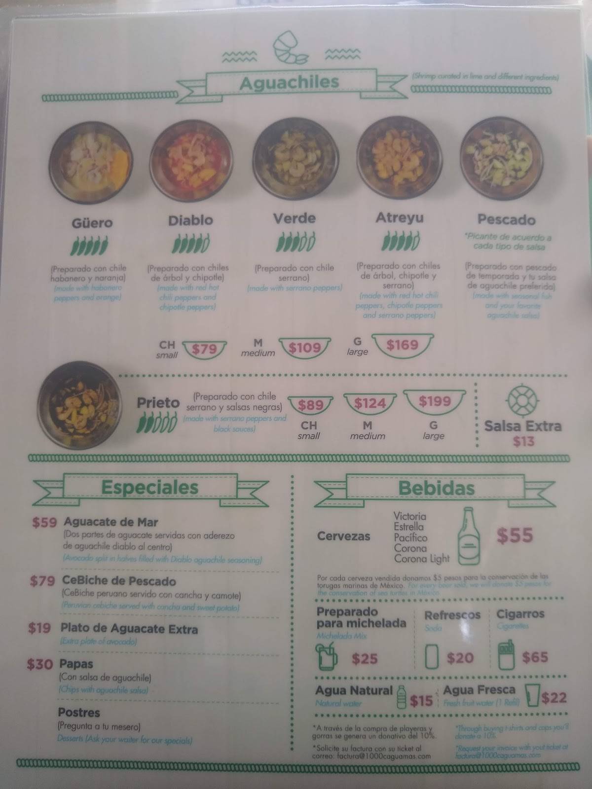 Carta del restaurante 1000 Caguamas Puerto Vallarta, Puerto Vallarta