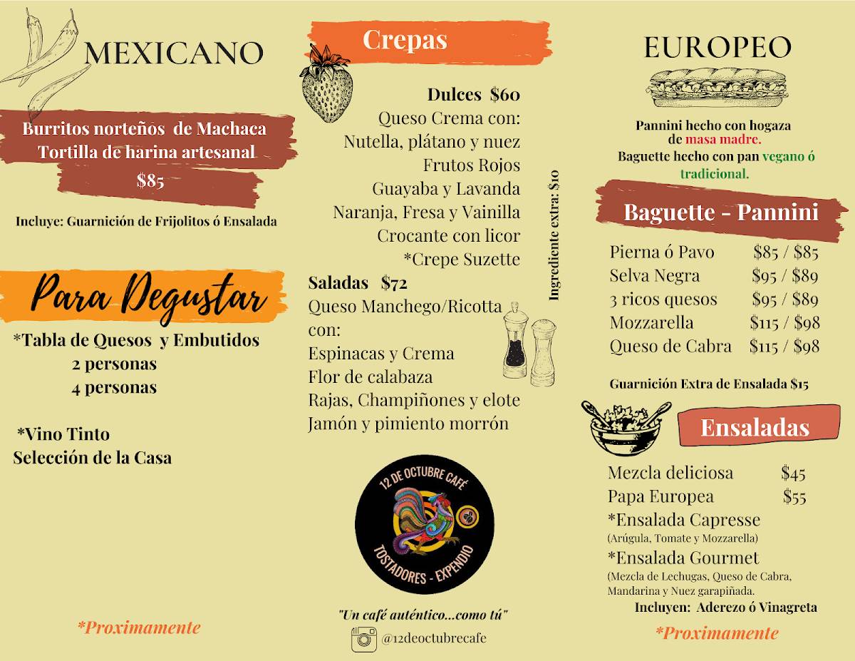 Carta de 12 De Octubre Café, Zapopan