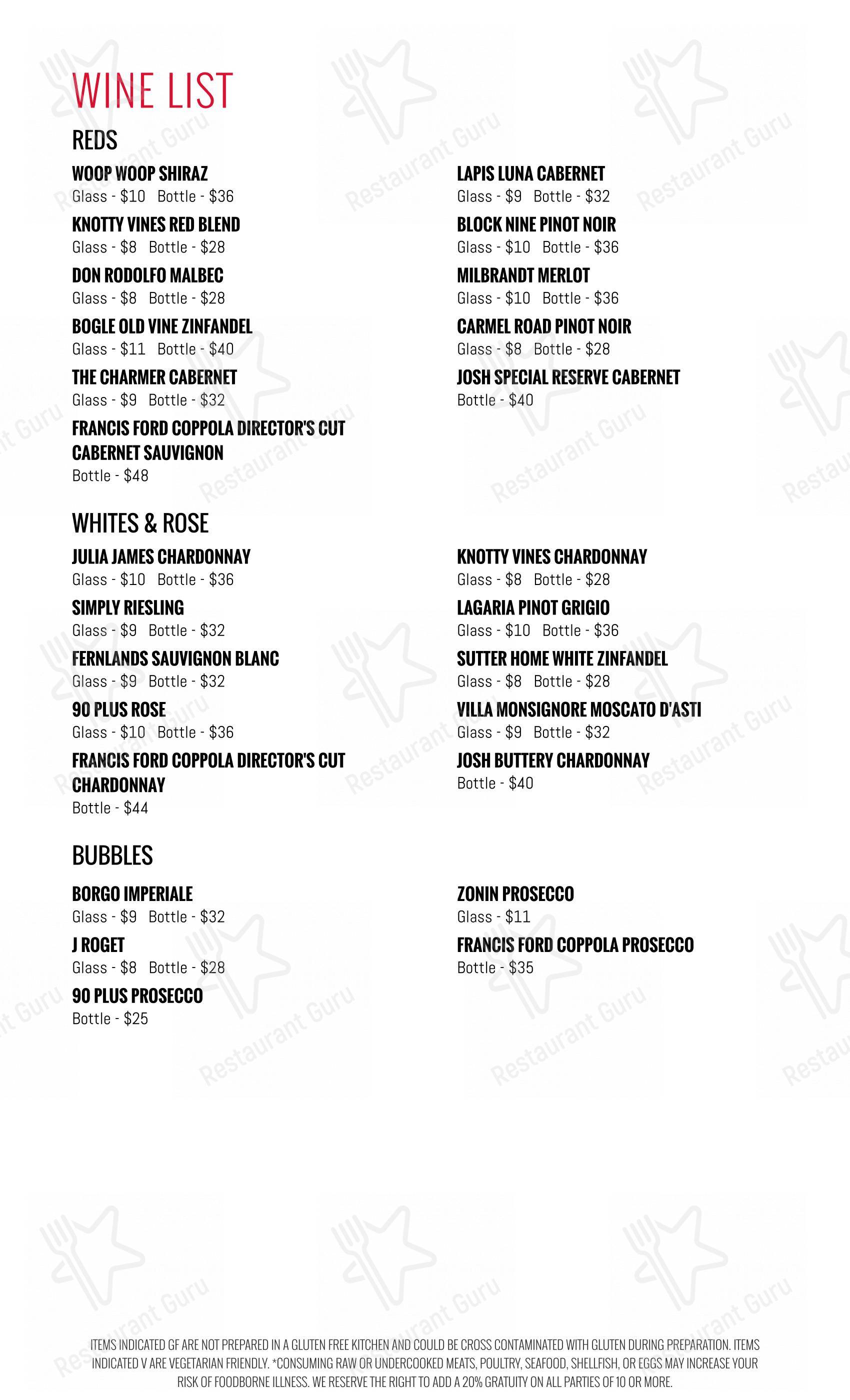 Menu at 202 Social House restaurant, Roanoke